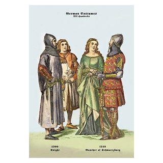 German Costumes: Knight and Gunther of Schwarzburg, 16" x 24 ...