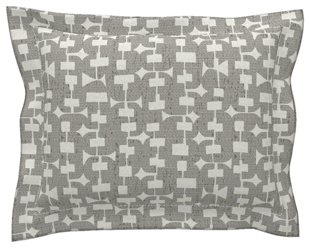 Syncopation Mid Century Modern Greige Retro Cotton Pillow Sham ...