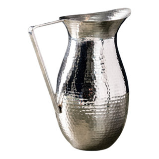 HomeRoots Handcrafted Hammered Stainless Steel Water Serving Pitcher ...