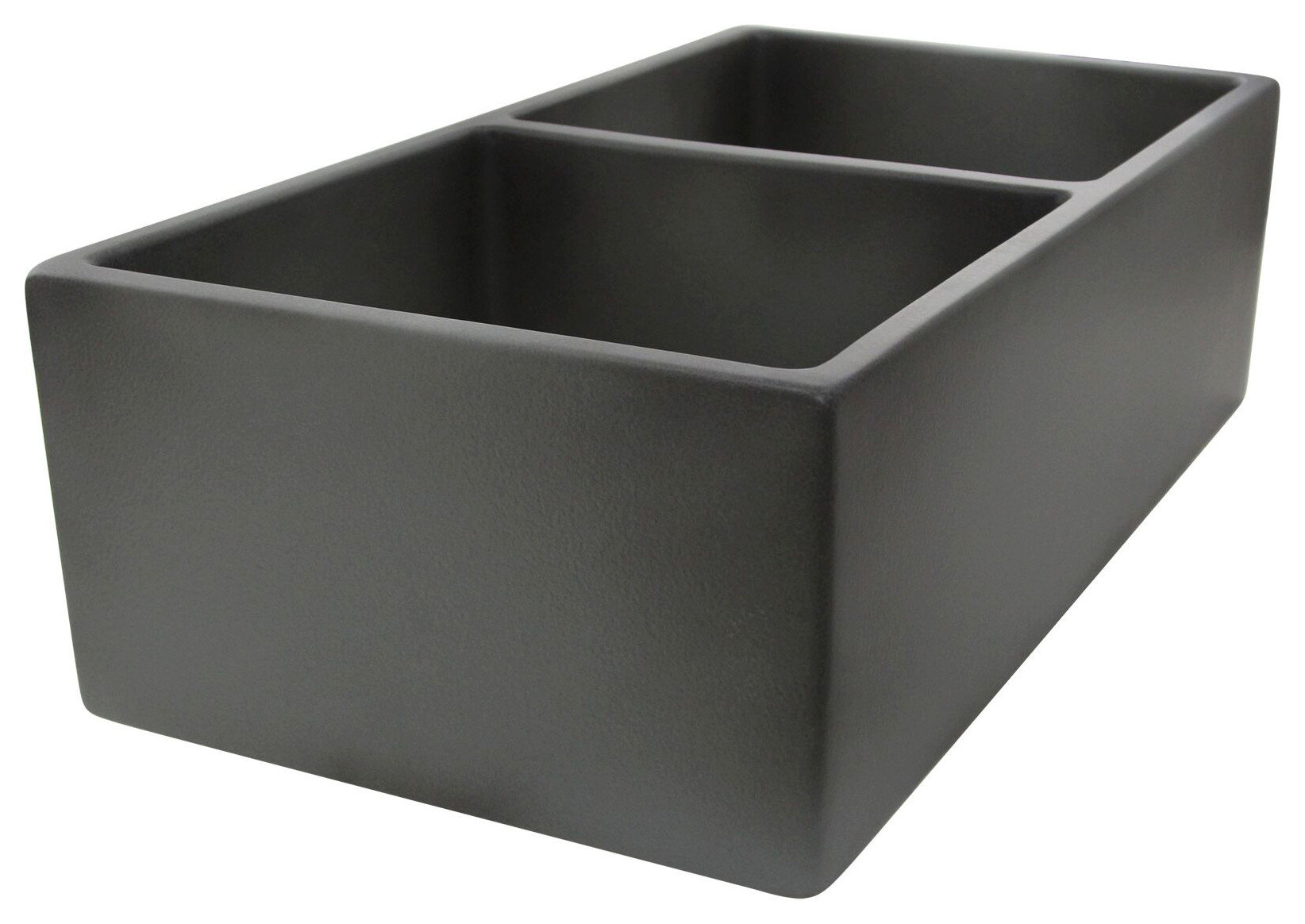 Nantucket Sinks FCFS3318D-Concrete Double Bowl Farmhouse Fireclay Sink ...