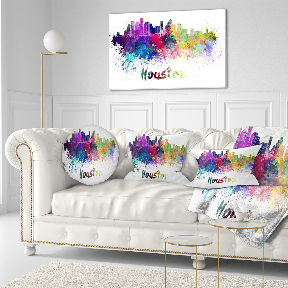 Houston Skyline Cityscape Throw Pillow, 12"x20 - Contemporary ...