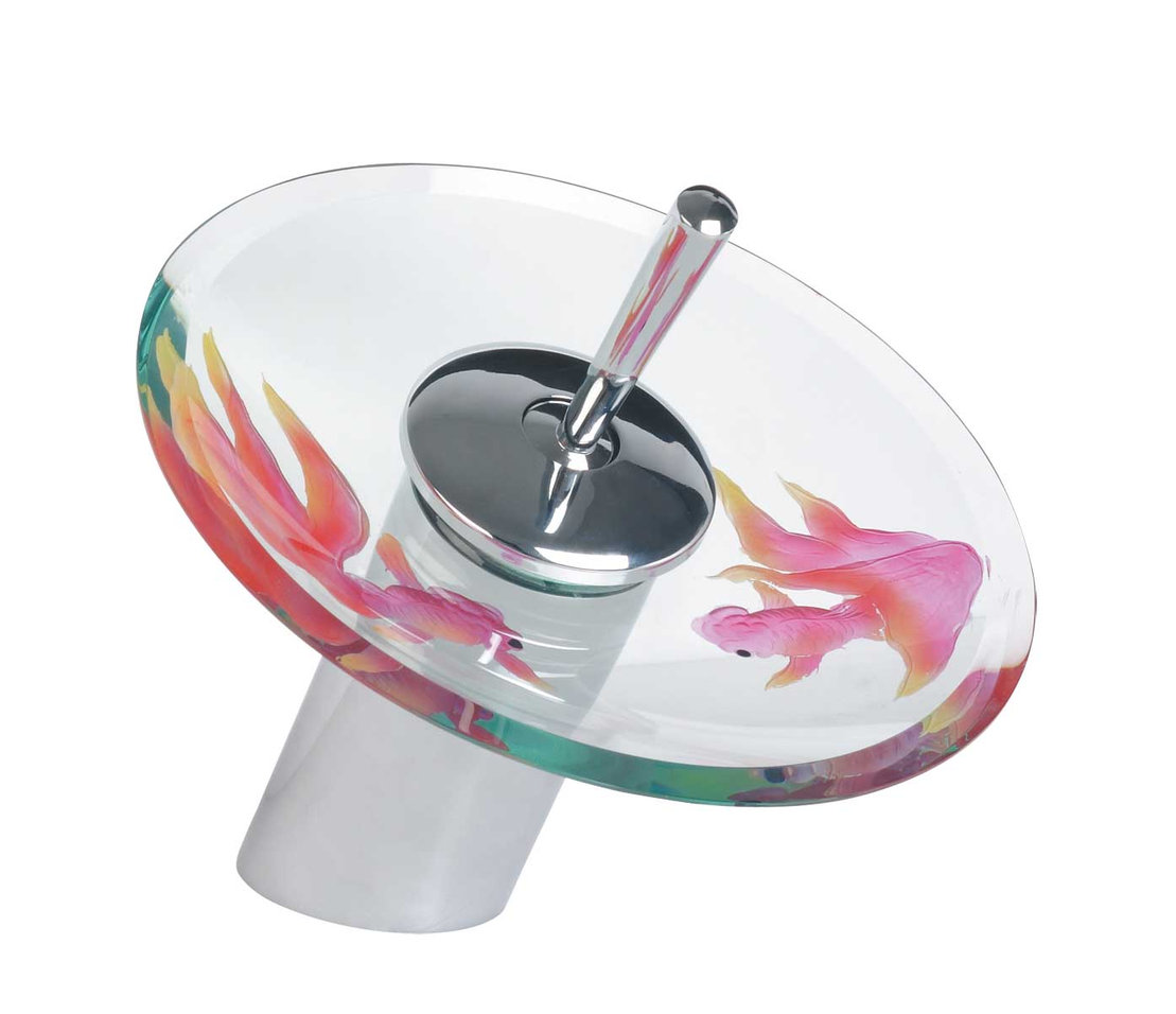 Waterfall Faucet Painted Koi, Chrome, 7"H - Asian - Bathroom Sink ...