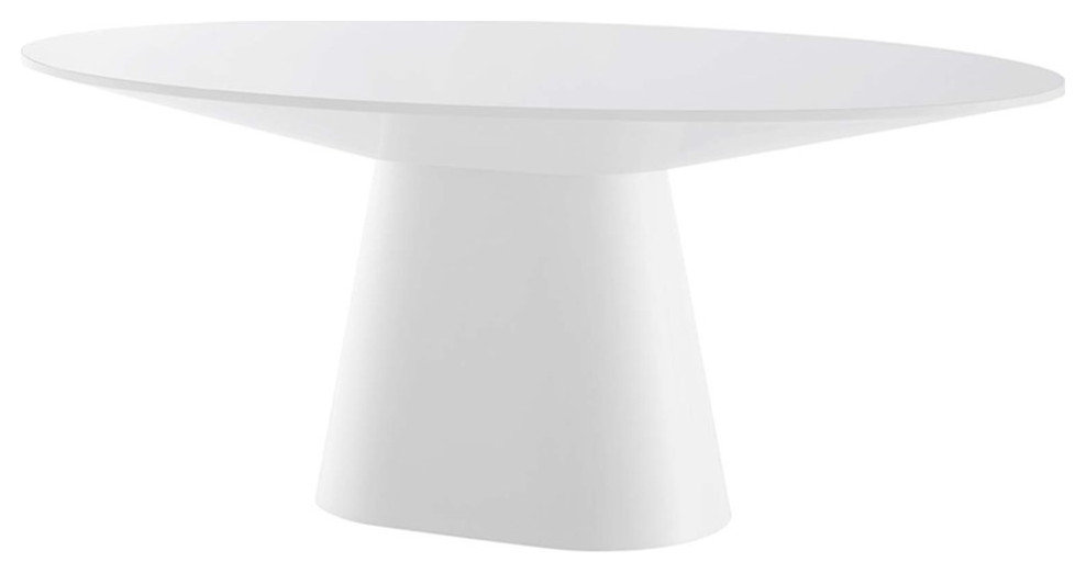 Modway Provision 75" Oval MDF Wood Dining Table in White Finish ...