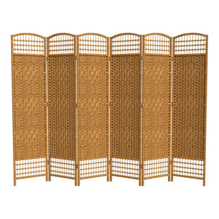 5 1/2' Tall Fiber Weave Room Divider, 6 Panels - Tropical - Screens And ...