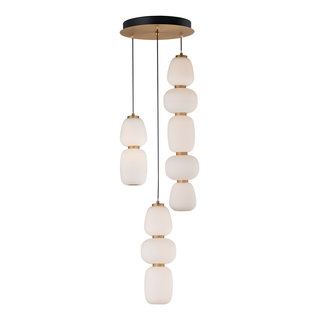 Soji 3-Light LED Pendant in Black with Gold, 15.750 - Transitional ...