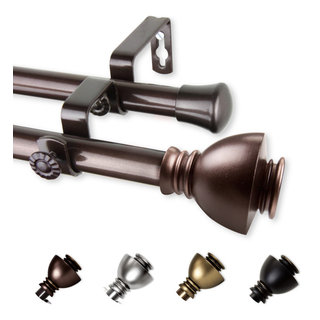 Aria 13/16"D Double Curtain Rod, 28-48" - Traditional - Curtain Rods ...