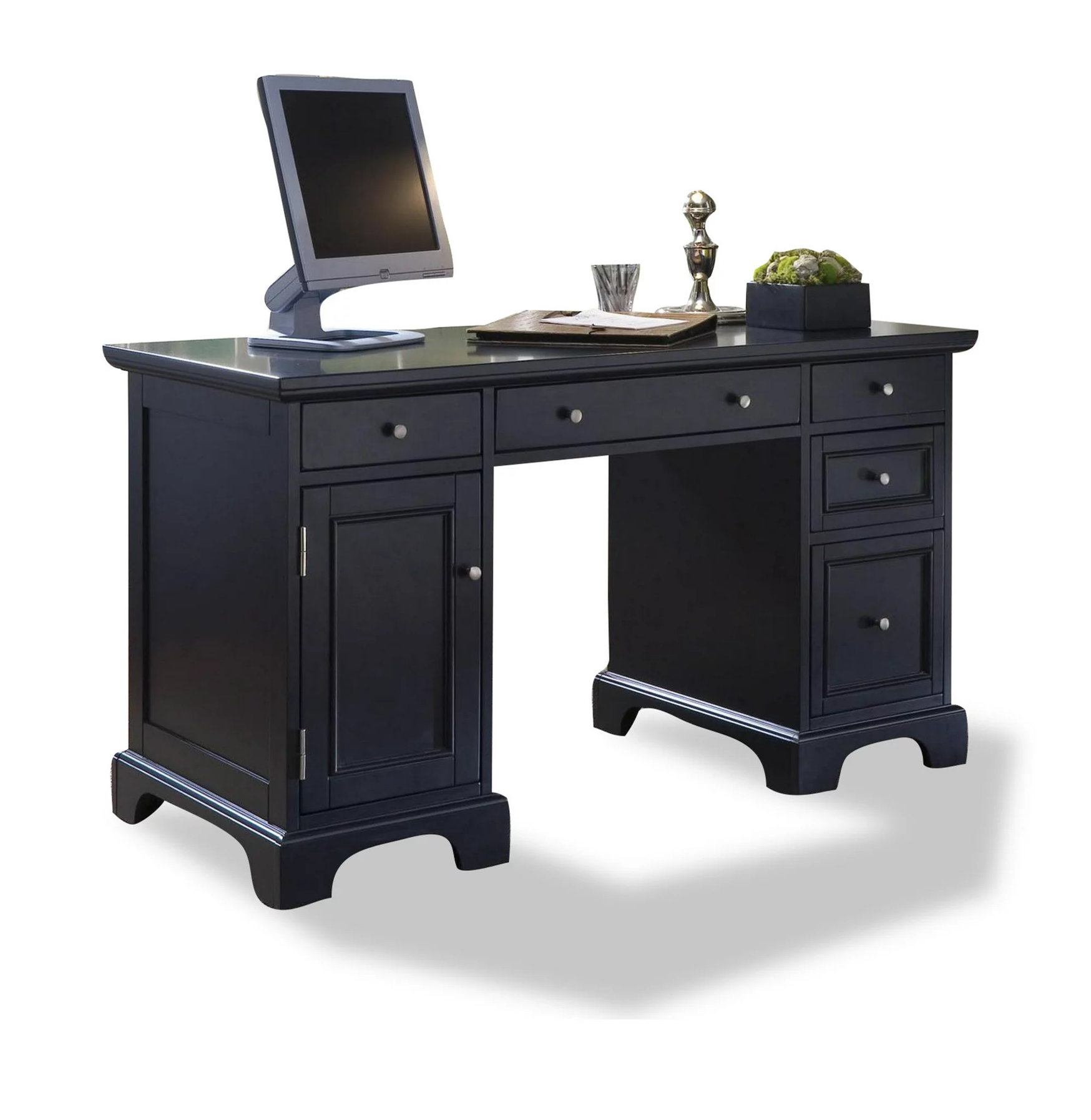 Contemporary Executive Desk, Double Pedestal Design With Storage ...