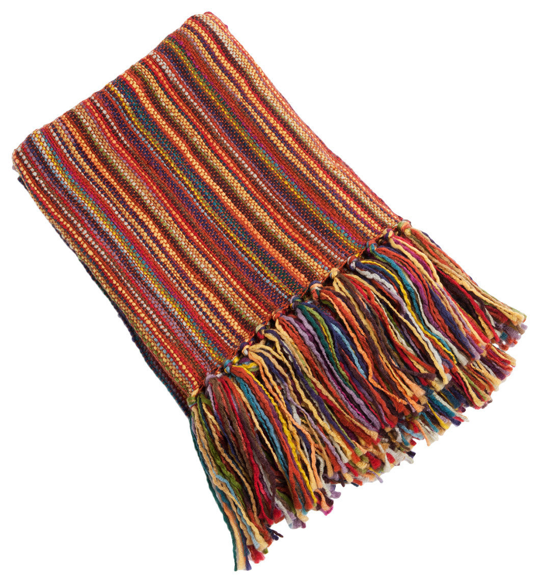 Multicolor Woven Design Fringe Throw Blanket - Contemporary - Throws ...