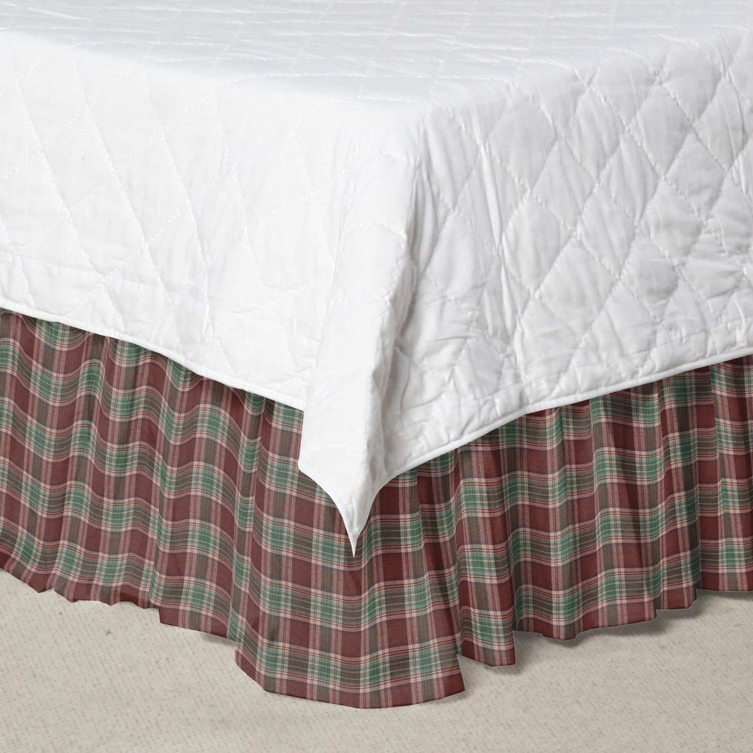 Brown and Green Plaid Fabric Dust Ruffle Full - Farmhouse - Bedskirts ...