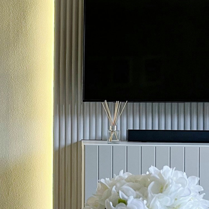 75 Mid-Century Modern Wall Paneling Living Room Ideas You'll Love ...