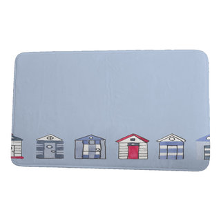 Nantucket Beach Huts Geometric Print Bath Mat, 21"x34" - Beach Style ...