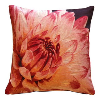 Pillow Decor - Dahlia Bold Blossom Tapestry Throw Pillow, 19x19 ...
