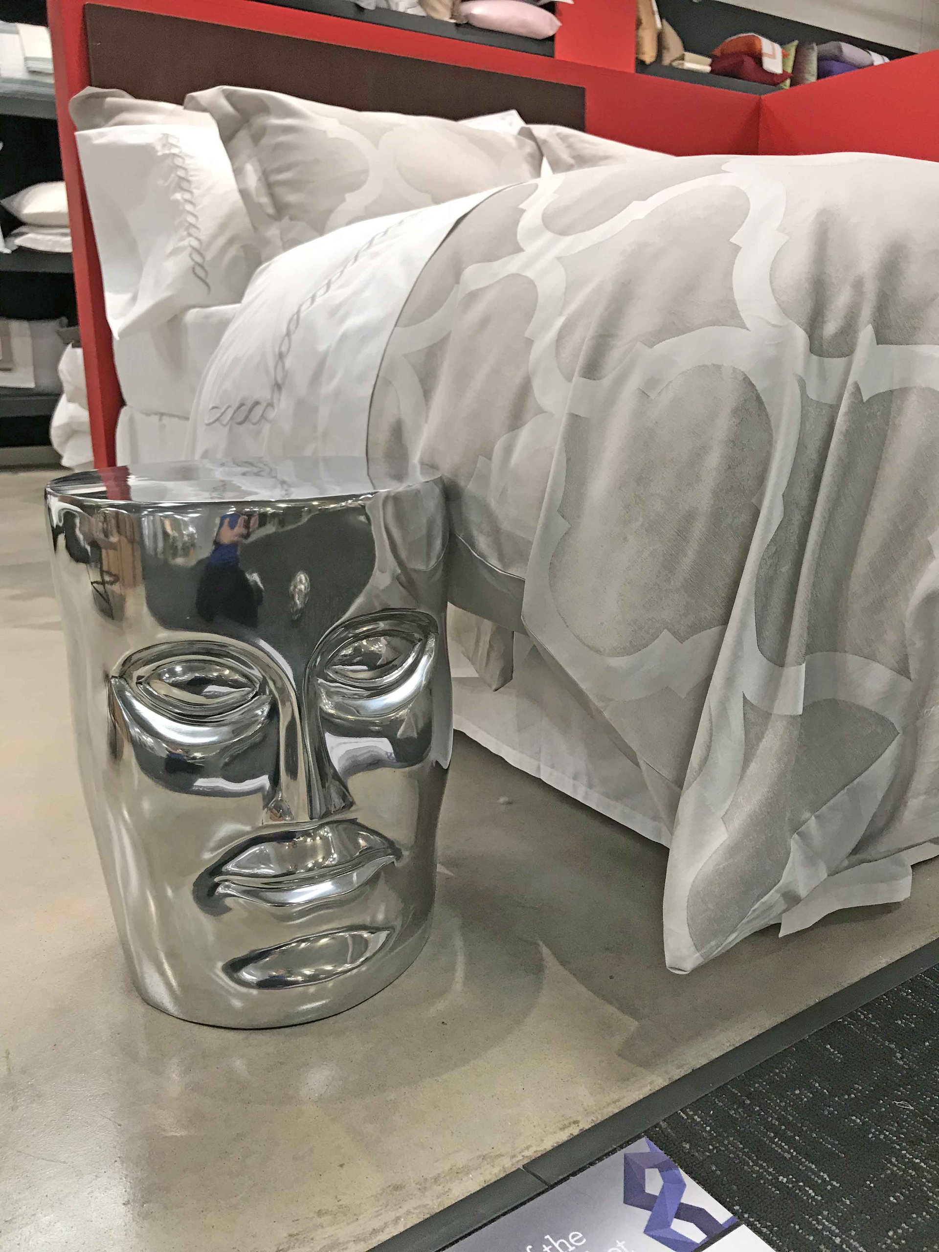 Face Detailed Stool, Shiny Silver Aluminum - Contemporary - Accent And ...