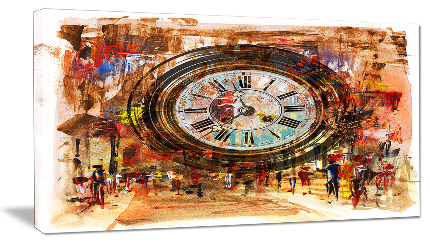 People and Time Acrylic Painting, Large Abstract Canvas Artwork, 32"x16 ...