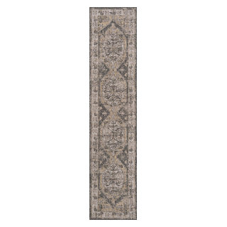 Rug Unique Loom Outdoor Traditional Charcoal Runner 2'7x12'0 ...