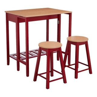 IN Room Furniture Designs 3-Piece Transitional Wood Pub Set in Red ...