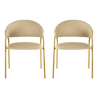 Lara Cream Vegan Leather Dining Chair, Set of 2 - Midcentury - Dining ...