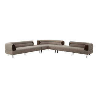 Divani Casa Plume Modern Brown Fabric Sectional Sofa - Transitional ...