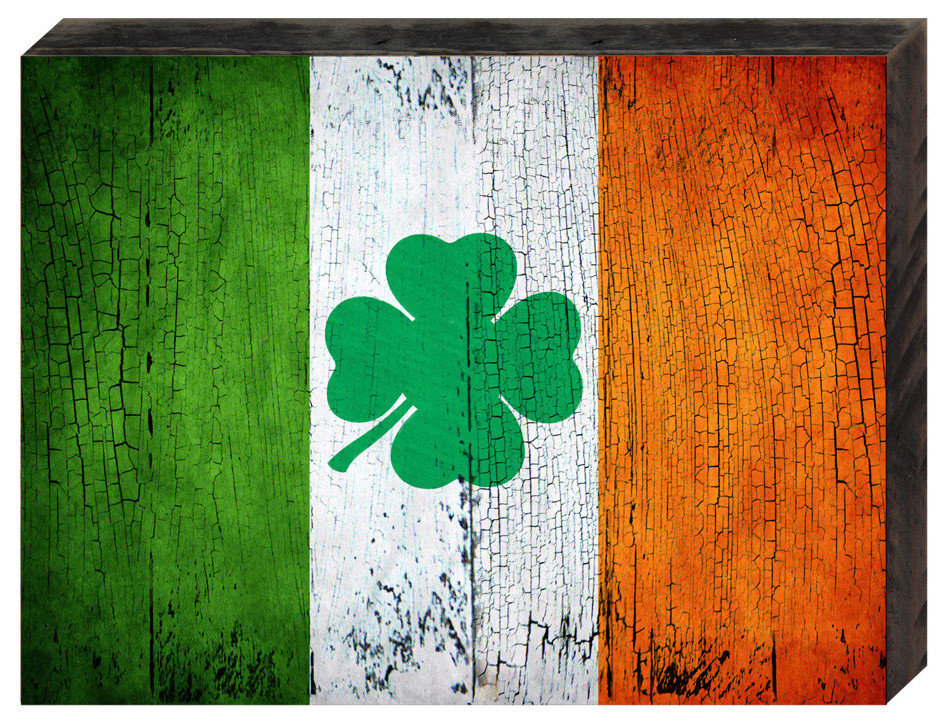 Flag Of Ireland Wooden Block 85099Ir, 18"x12" - Contemporary - Wall ...