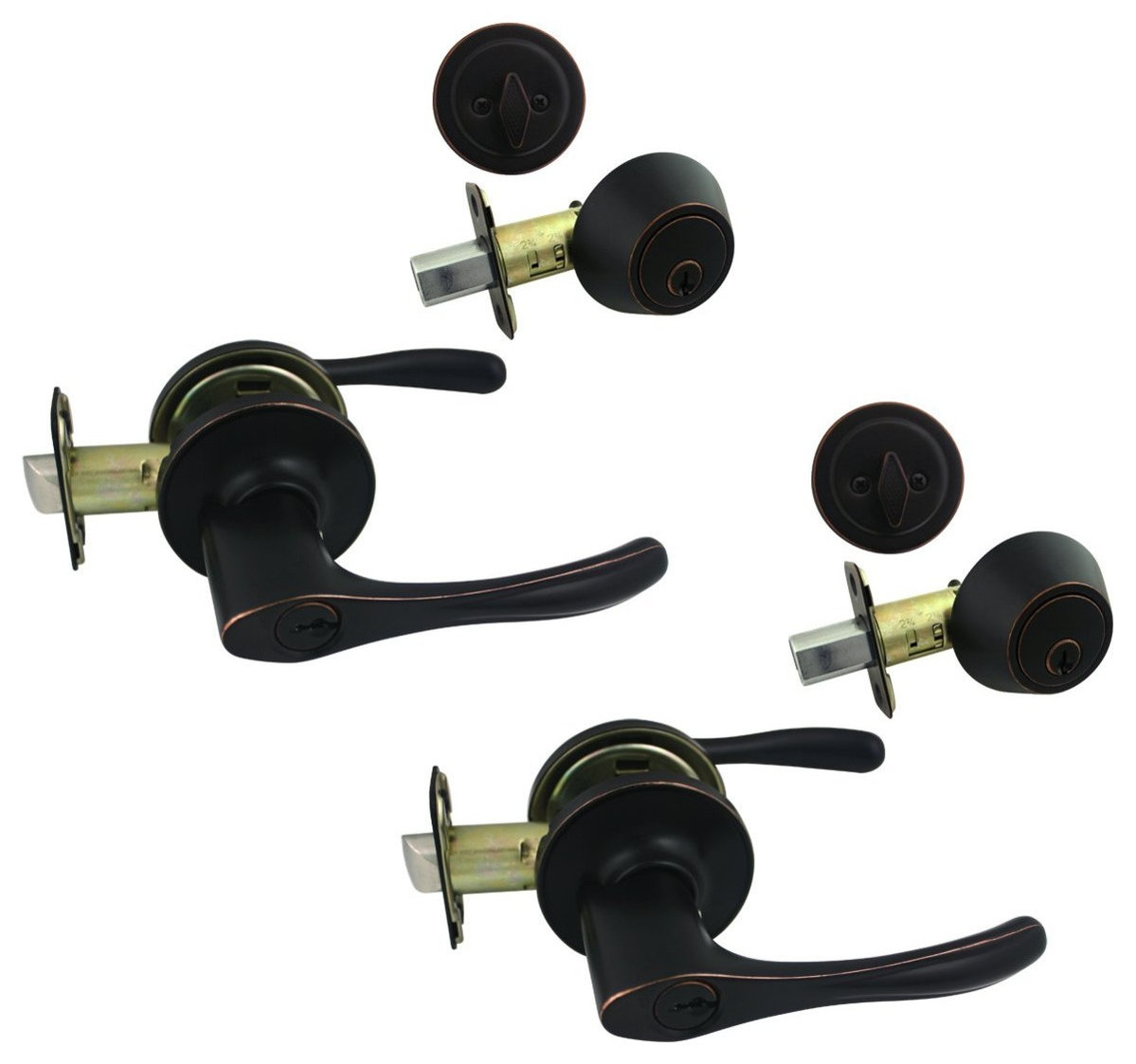 Entry Lever and Single Cylinder Deadbolt - 2 Pack. Cosmas 30 Series ORB ...