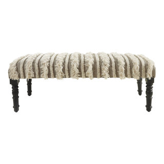Cream Tufted Indoor Bench, 47" Length - Traditional - Upholstered ...