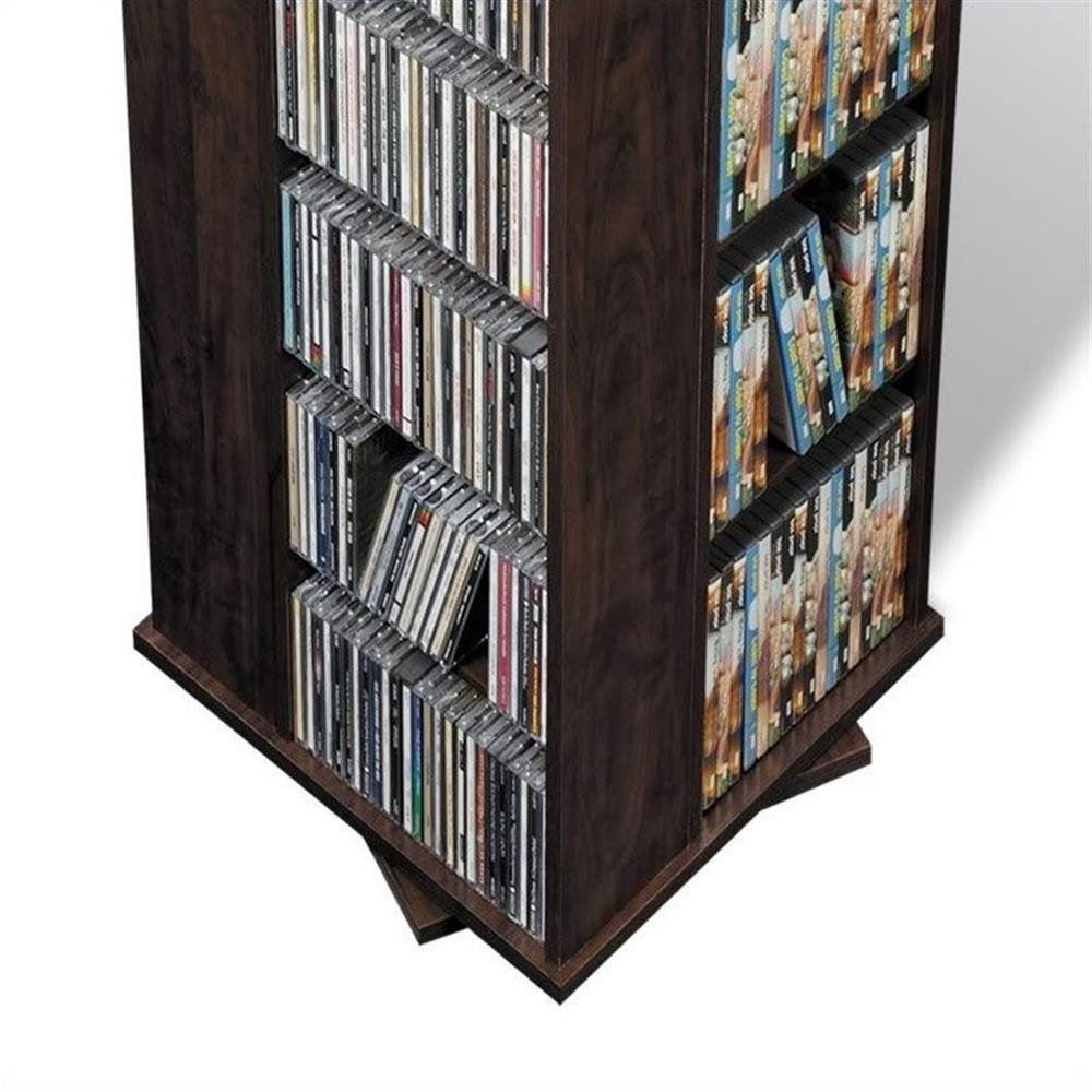 Prepac 65" 4-Sided Spinner Media Tower in Espresso - Traditional ...