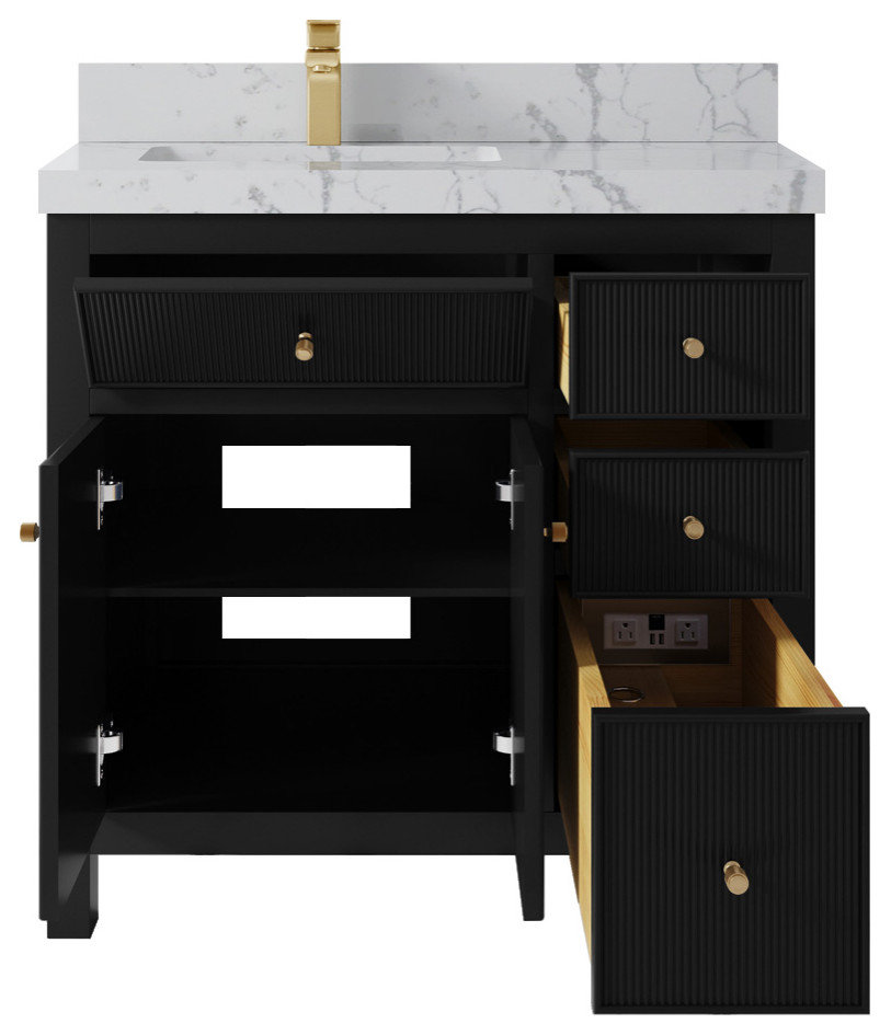 Willow Collection Sonoma 36 Left Offset Bath Vanity, 36" Left Offset ...