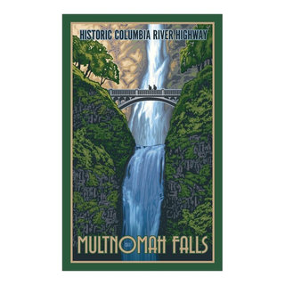 Paul Leighton Multnomah Falls Art Print, 24"x36" - Contemporary - Fine ...