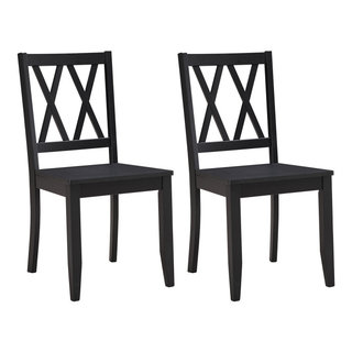 Set of 2 Double-X Back Wood Chairs - Transitional - Dining Chairs - by ...