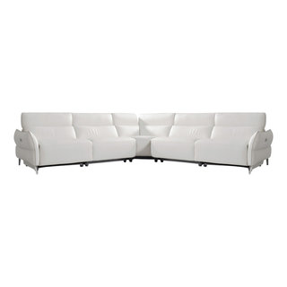Rimini 5Pc Sectional With 2 Motions, White - Contemporary - Sectional ...