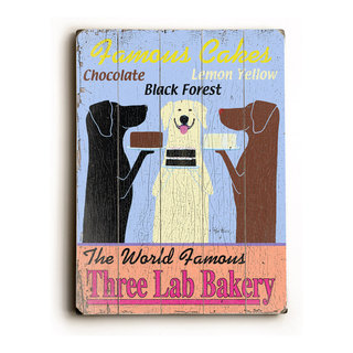 The World Famous Three Lab Bakery Wooden Sign, 34x25 - Contemporary ...