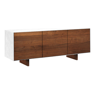 Thin Sideboard White Body Walnut Doors - Transitional - Buffets And ...