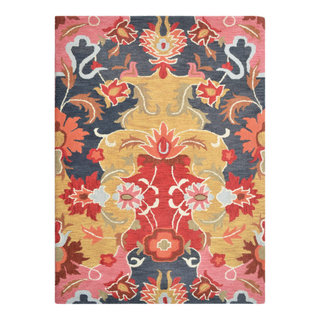Hand Tufted Wool Area Rug Floral Multicolor, [Rectangle] 9'x12 ...