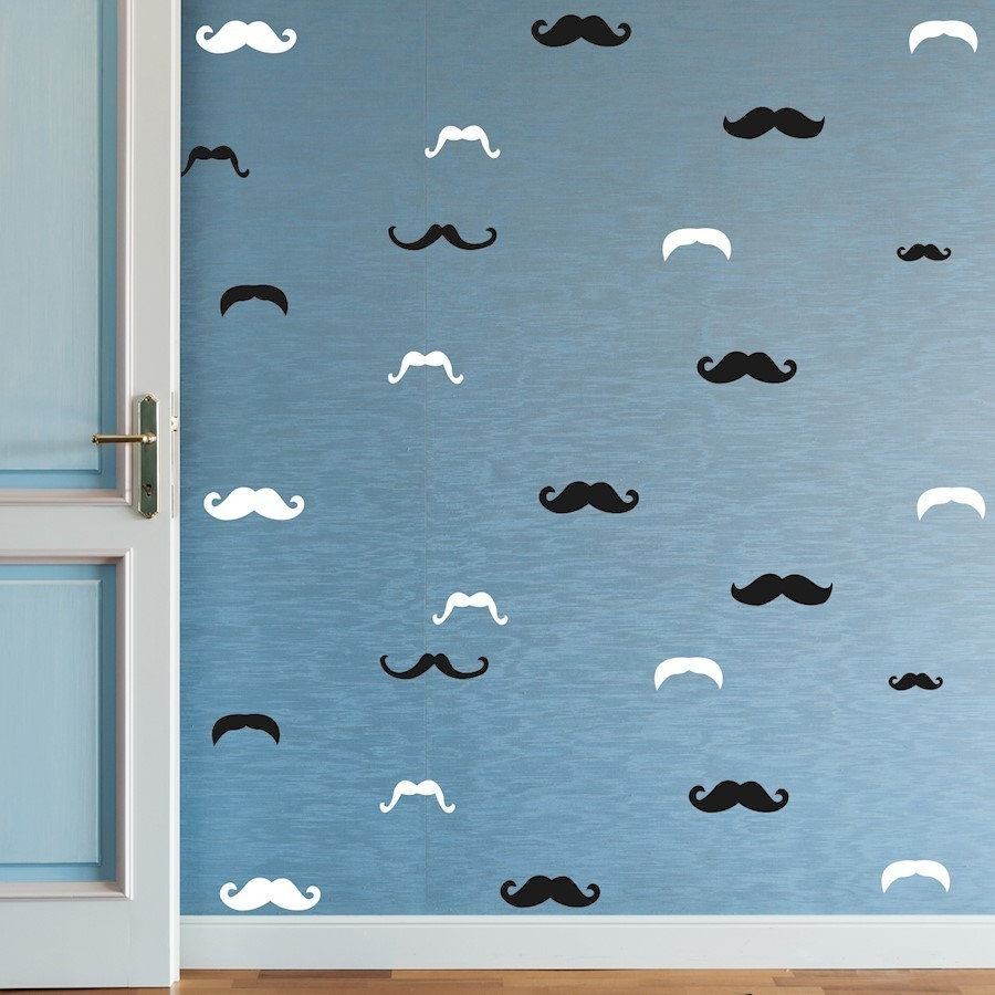 Walplus Mustaches Wall Sticker, Black and White - Contemporary - Wall ...