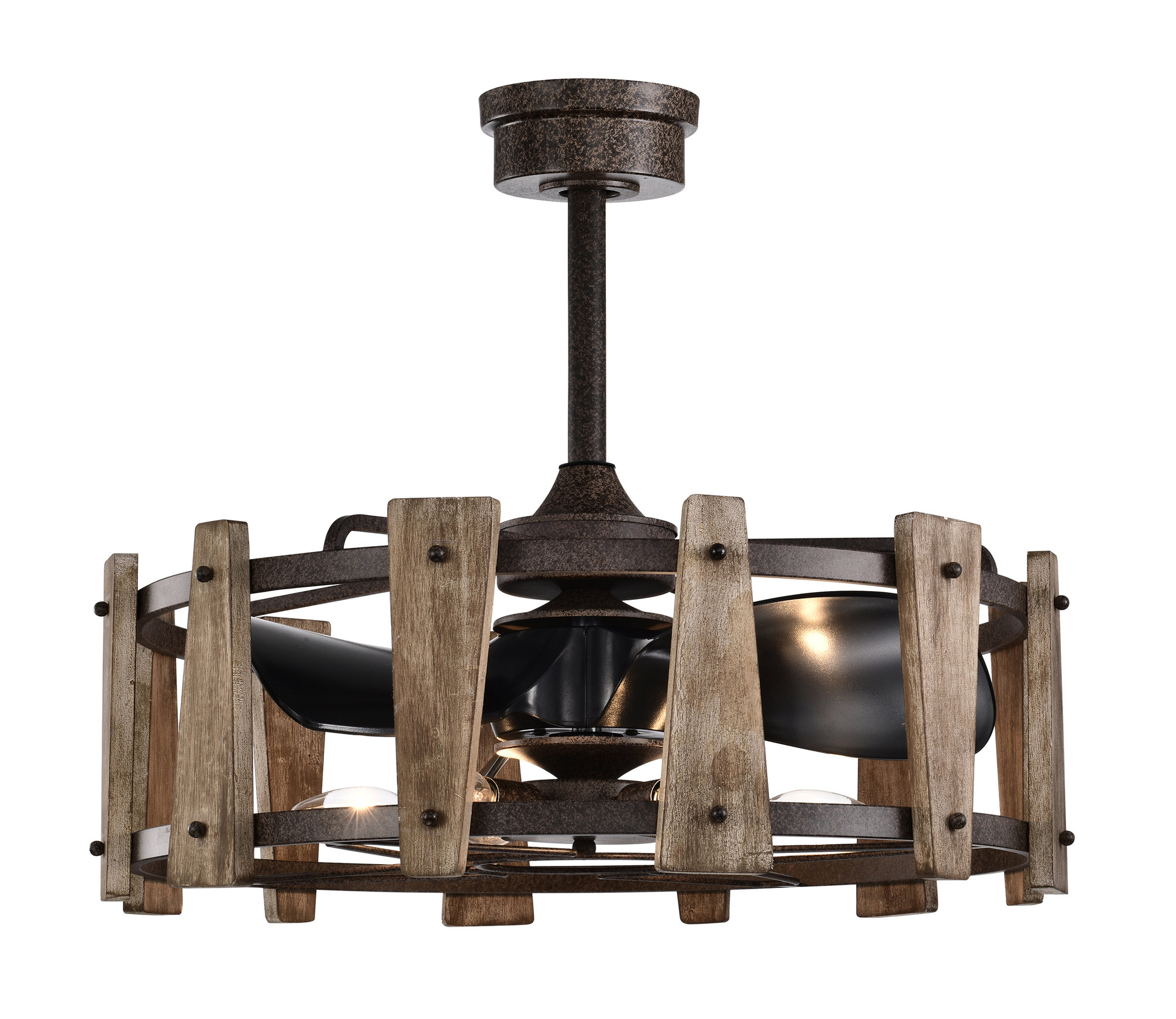 Woody 25" 6-Light Indoor Rustic Copper Finish Ceiling Fan - Farmhouse ...