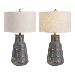 Trinity 28" Urn Table Lamp With Linen Drum Shade, Gray - Farmhouse ...