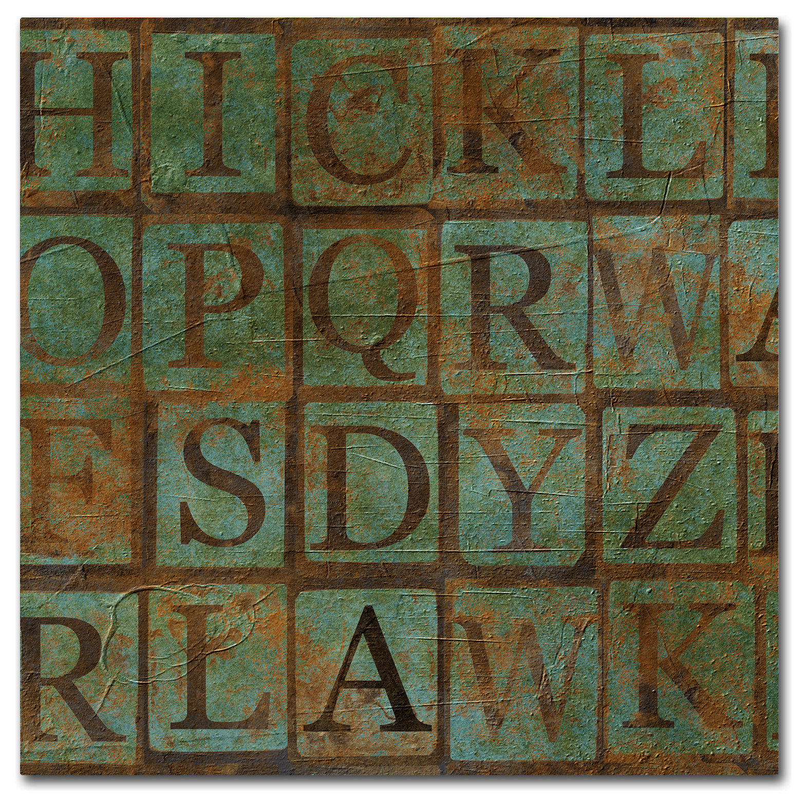 Marcee Duggar 'Teal Letters' Canvas Art, 14"x 14" - Contemporary ...