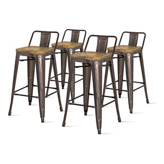 Metropolis Low Back Counter Stool,Set of 4 - Gunmetal - Contemporary ...
