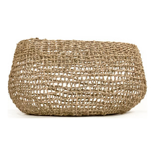 Wide Netted Woven Basket, Medium - Beach Style - Baskets - by Zentique ...