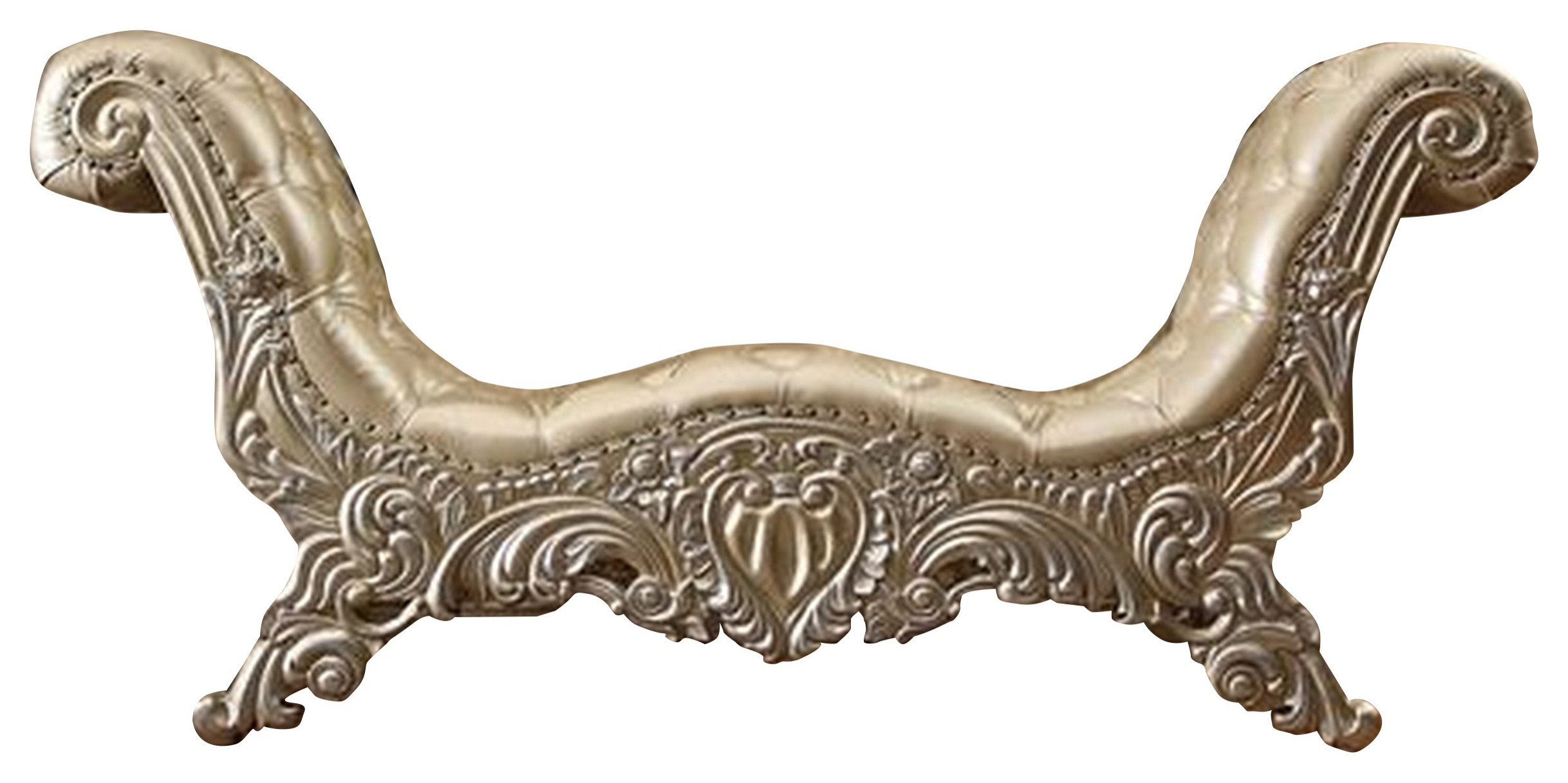 Benzara BM269593 Bench With Button Tufting and Scrolled Cabriole Legs ...