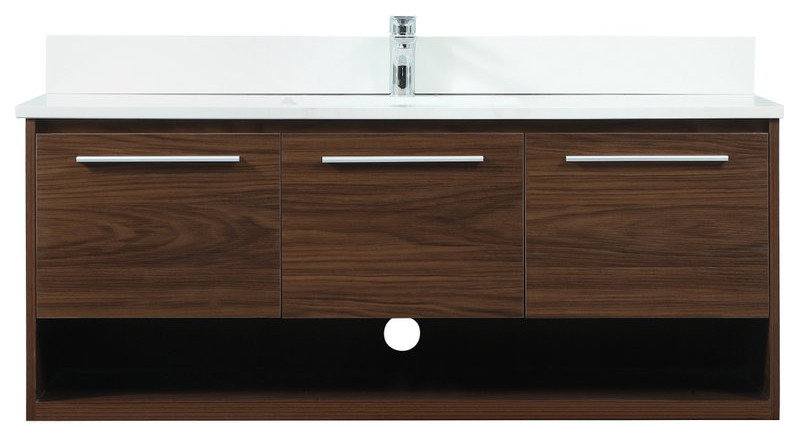 Elegant VF43548MWT-BS 48"Single Bathroom Vanity, Walnut With Backsplash ...