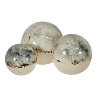 3-Piece Set Ceramic Galaxy Orbs, Cream - Contemporary - Decorative ...