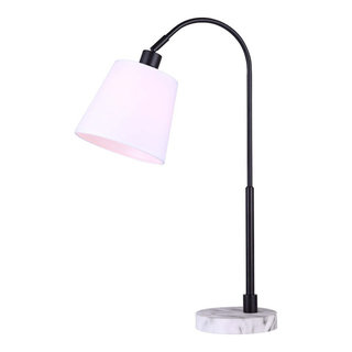 Canarm Anki 1 Light Table Lamp, Matte Black/Faux Marble - Transitional ...