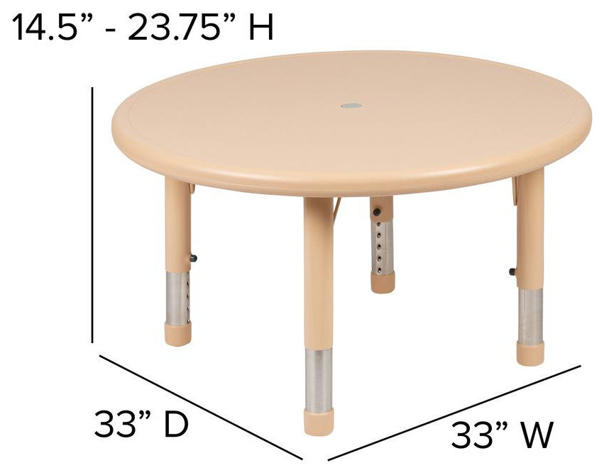 33 Round Natural Plastic Height Adjustable Activity Table ...