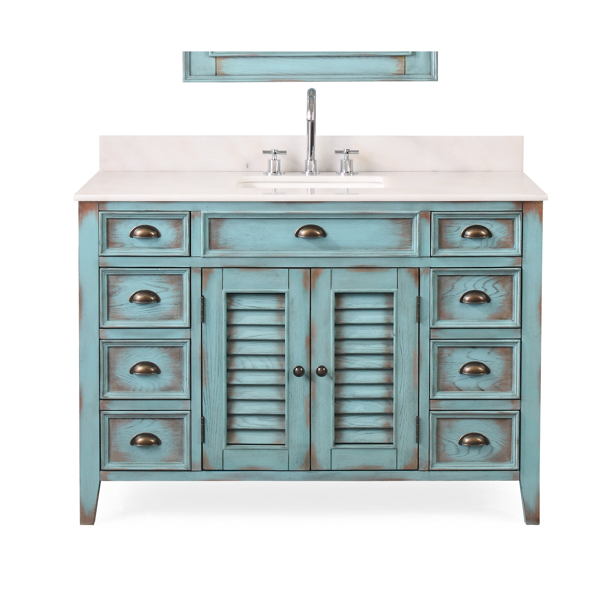 47" Abbeville Distressed Blue Bathroom Vanity - Farmhouse - Bathroom ...