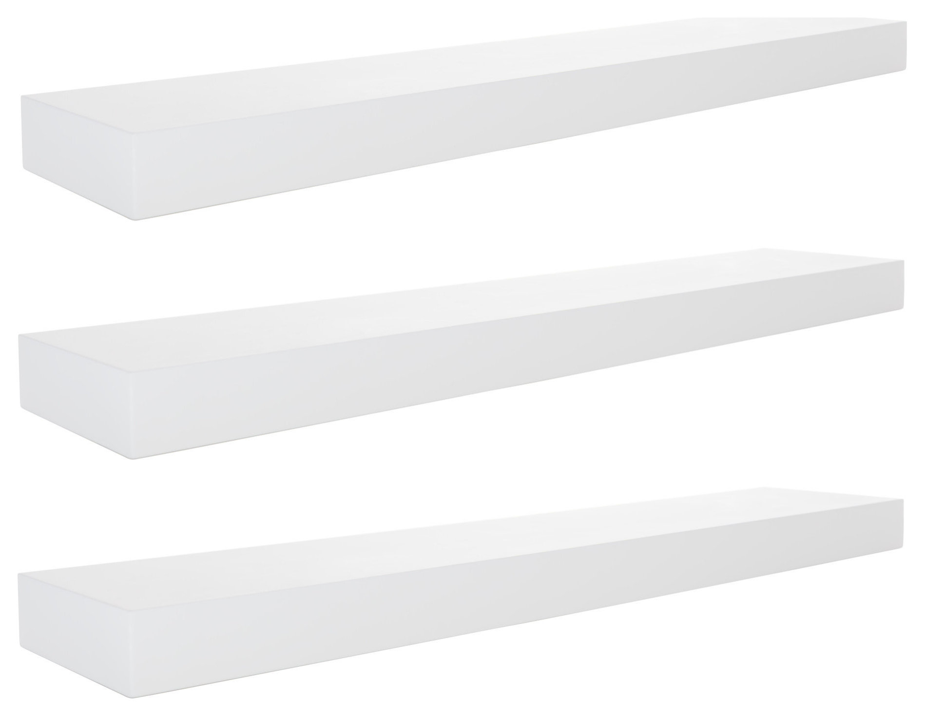 Kiera Grace Classic Wooden Maine Floating Wall Shelves White, 24", Set of 3 - Transitional ...