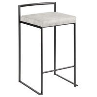 Fuji Contemporary Stackable Counter Stools, Black, Set of 2, Light Gray ...