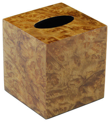 Walnut Burl Inlay Lacquer Tissue Box - Contemporary - Tissue Box ...