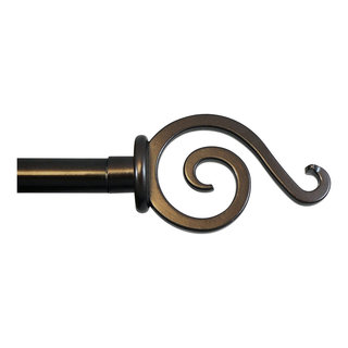 Classic Forged Iron French Scroll Curtain Rod, 28"-48" - Mediterranean ...