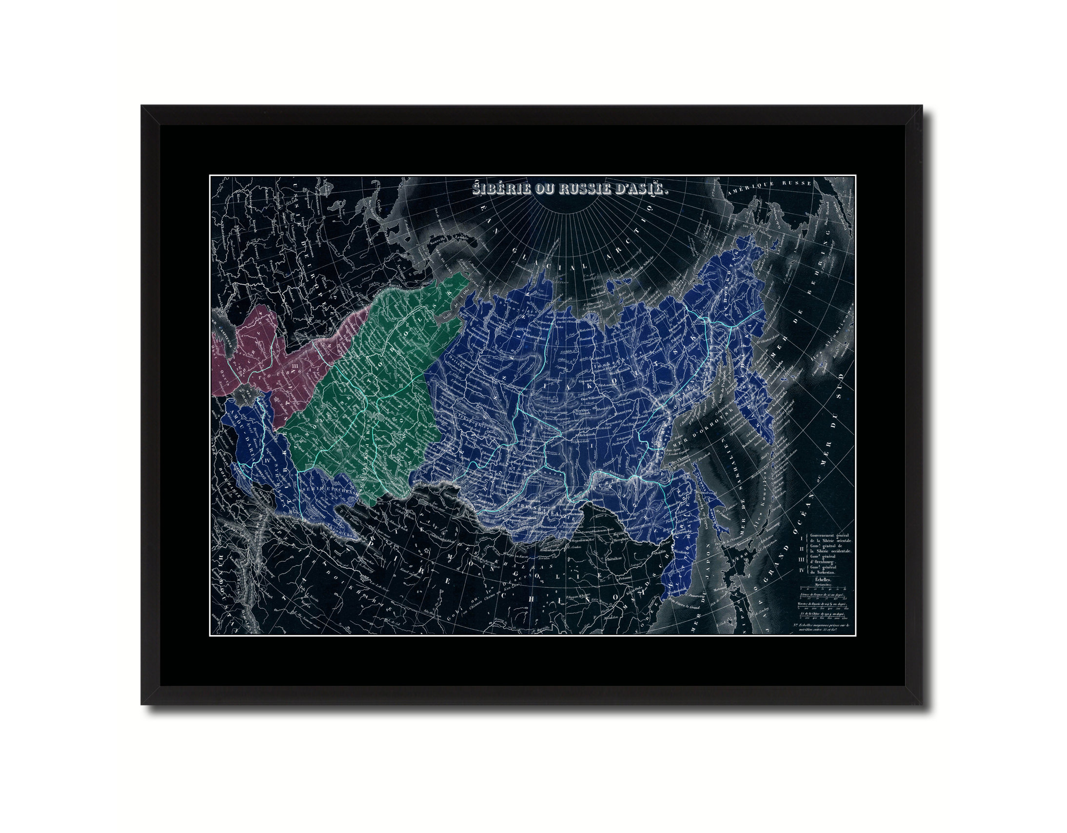 Russia Siberia Vintage Vivid Color Map Canvas, 28"x37" - Contemporary ...